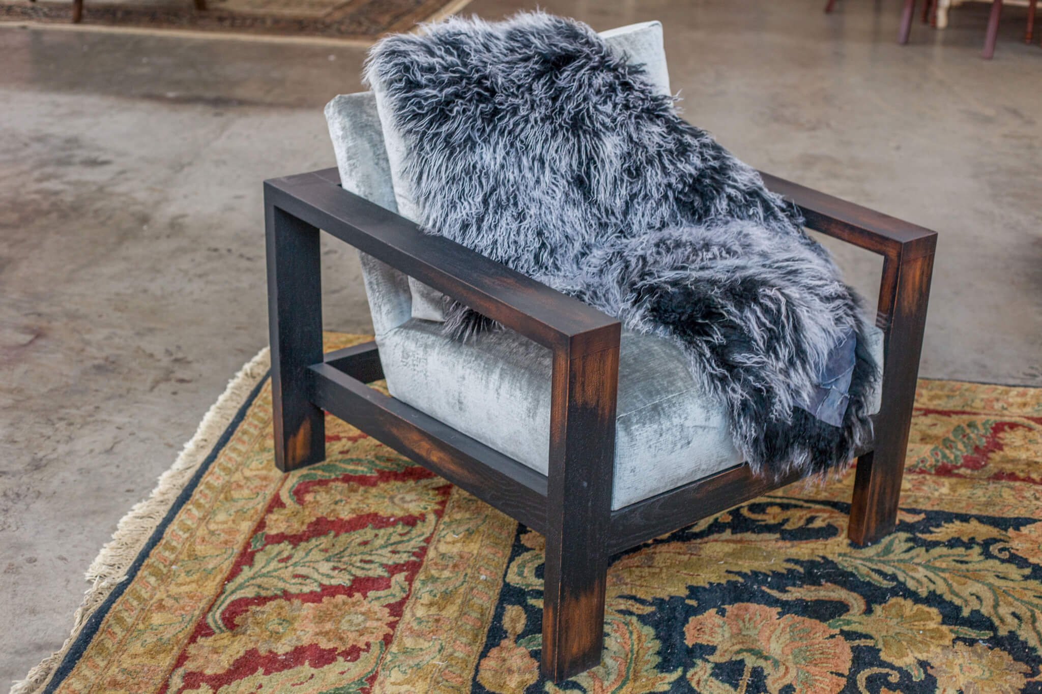 Silver Velvet Chair Sample - 1 Available – Old Hickory Tannery