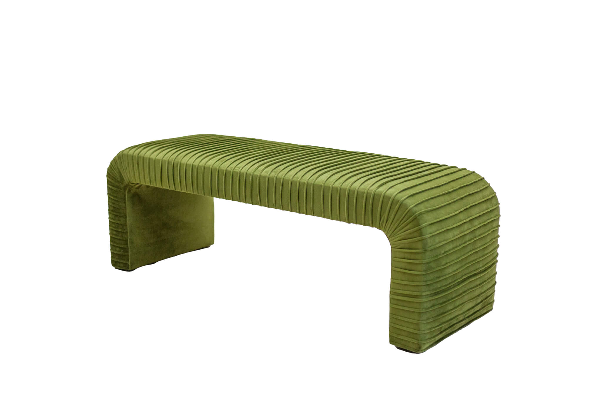 24 Curved Bench in Apple Green Velvet - 1 Available Sample – Old ...