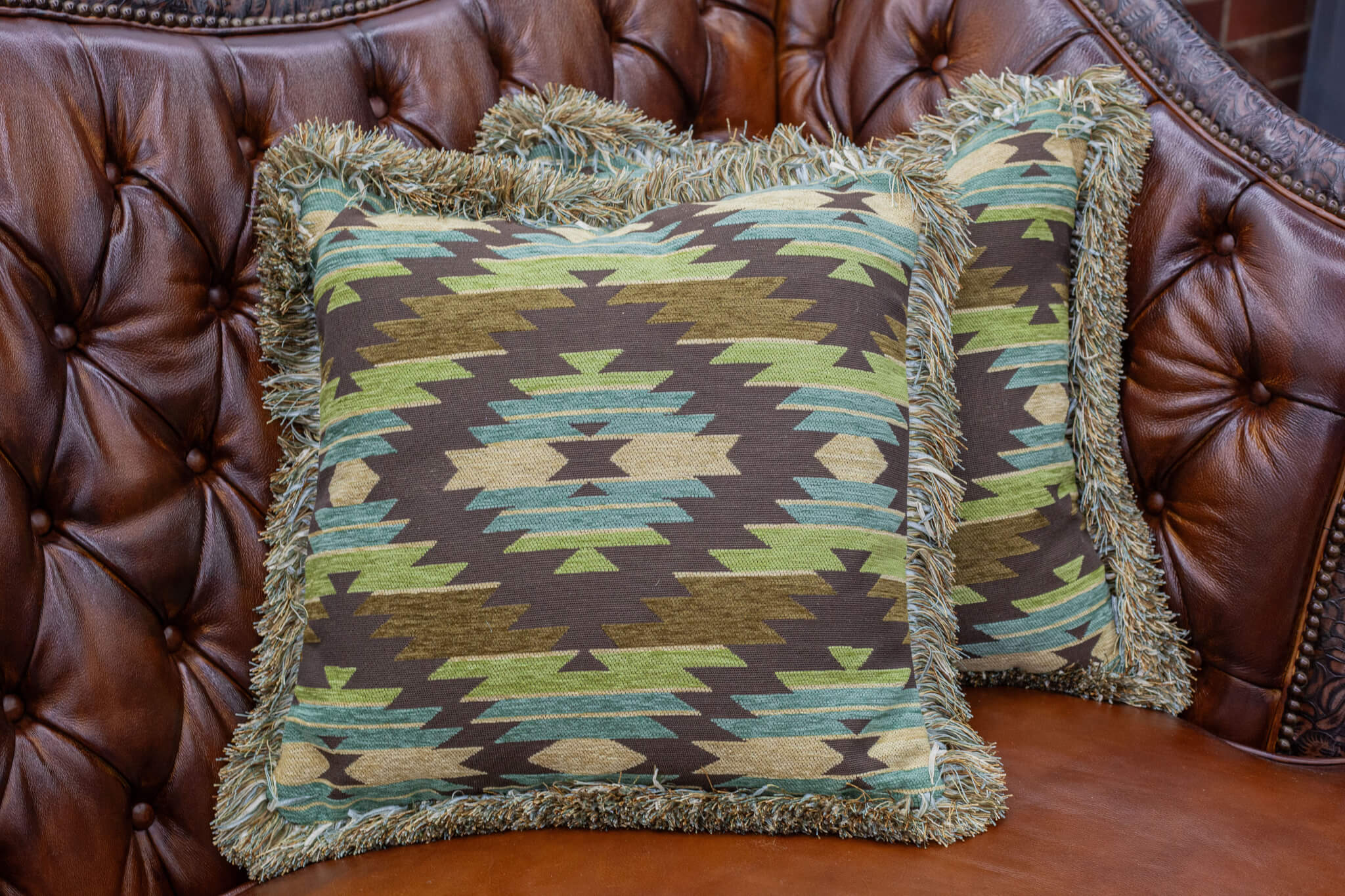 Southwestern Design Pillows with Multicolored Fringe – Old Hickory Tannery