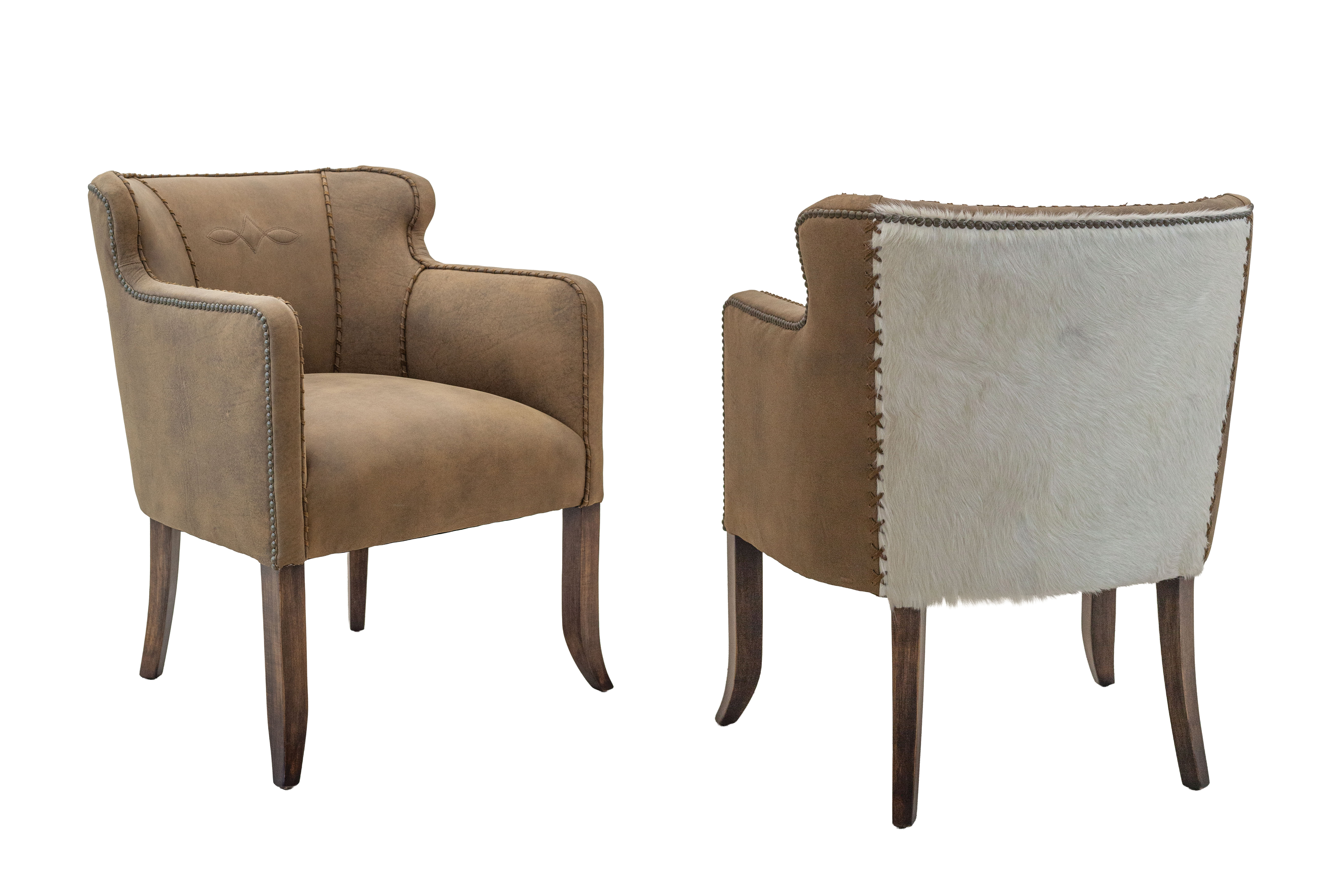 100-01 Game Chairs in Brown Leather and Hair hide - 6 Available Samples ...